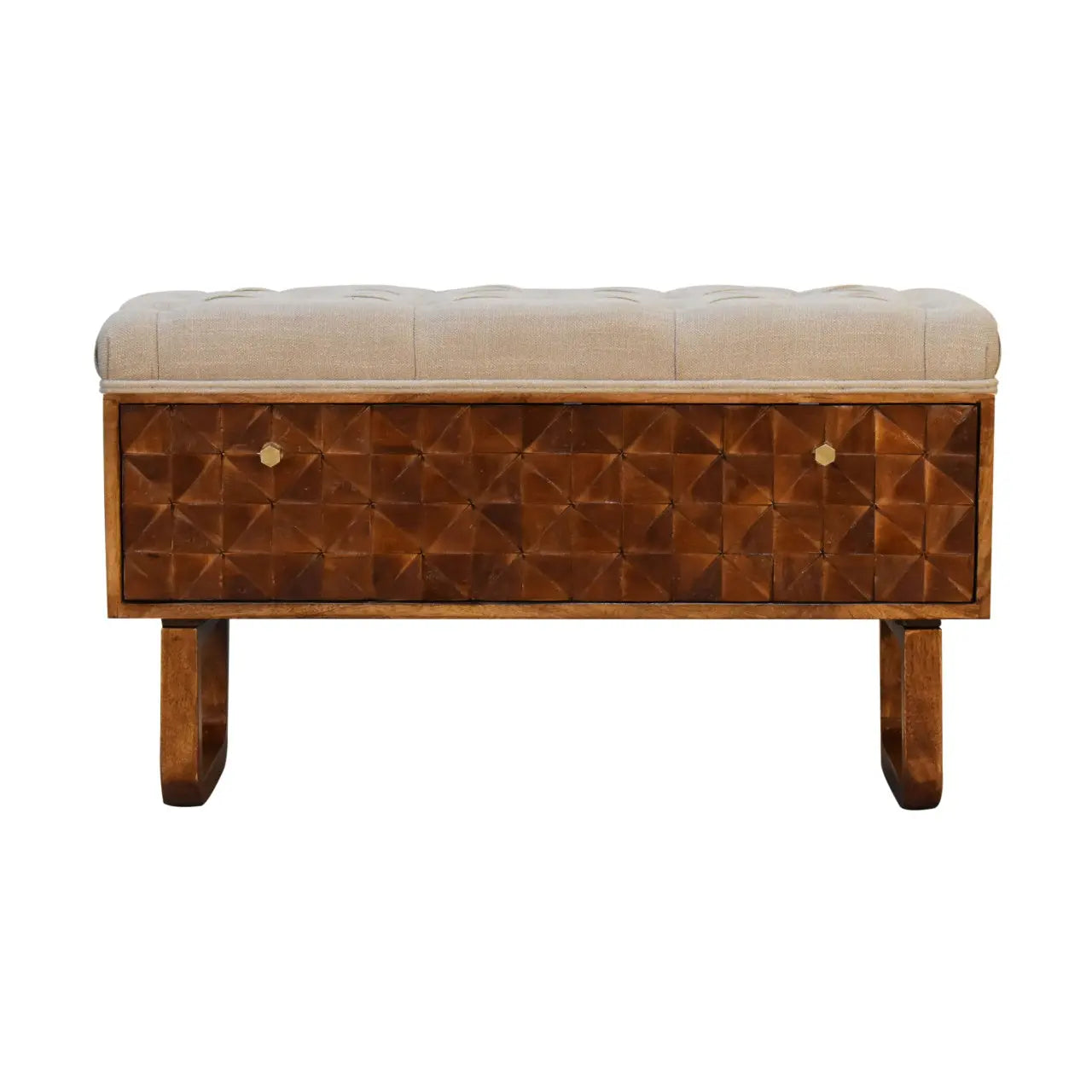 'U' Chestnut Pineapple Bench - Living with Luxury